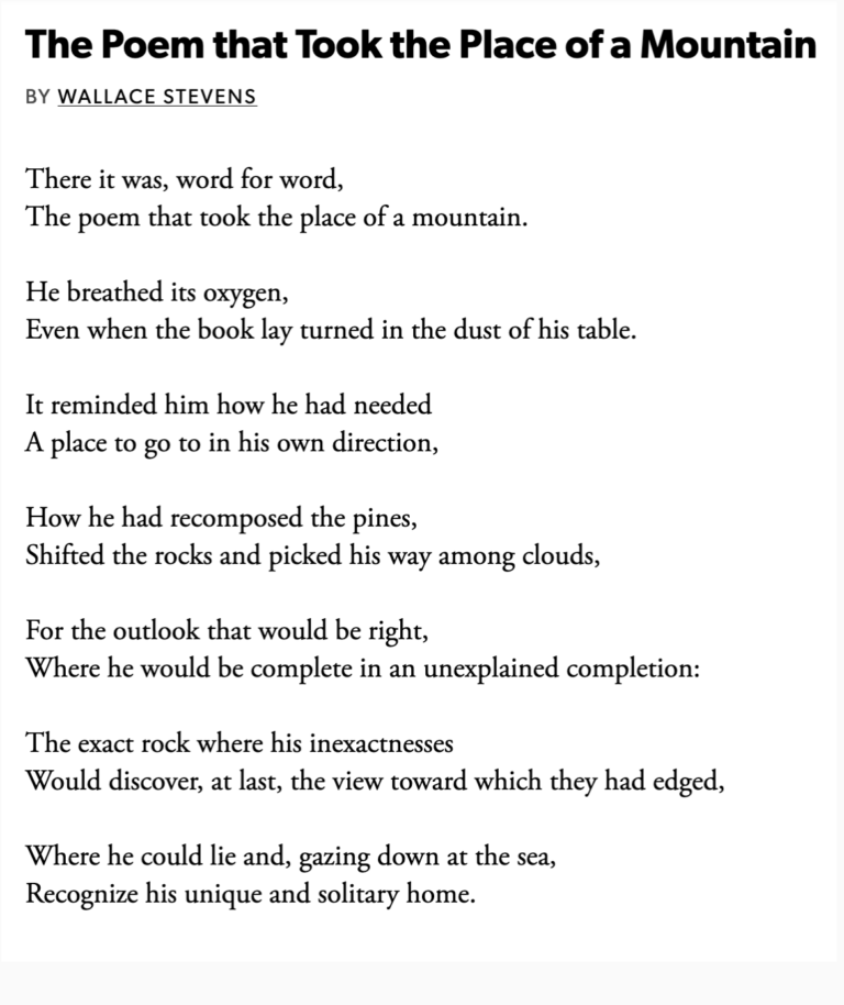 Wallace Stevens, “The Poem That Took the Place of a Mountain” – Modern ...
