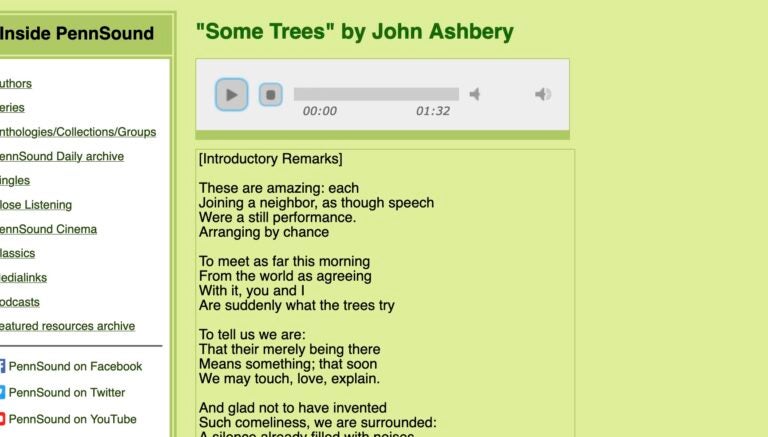 text-audio alignment of Ashbery’s”Some Trees” – Modern & Contemporary ...