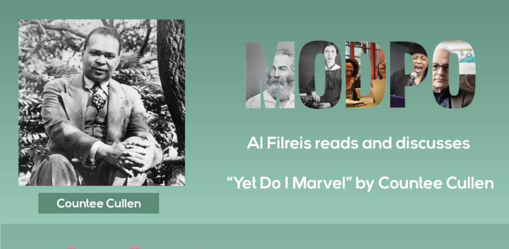 Al Filreis performs and discusses Countee Cullen’s “Yet Do I Marvel ...
